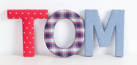Boys Blue Gingham Nursery Fabric Wall Letters – Fun Rooms For Kids